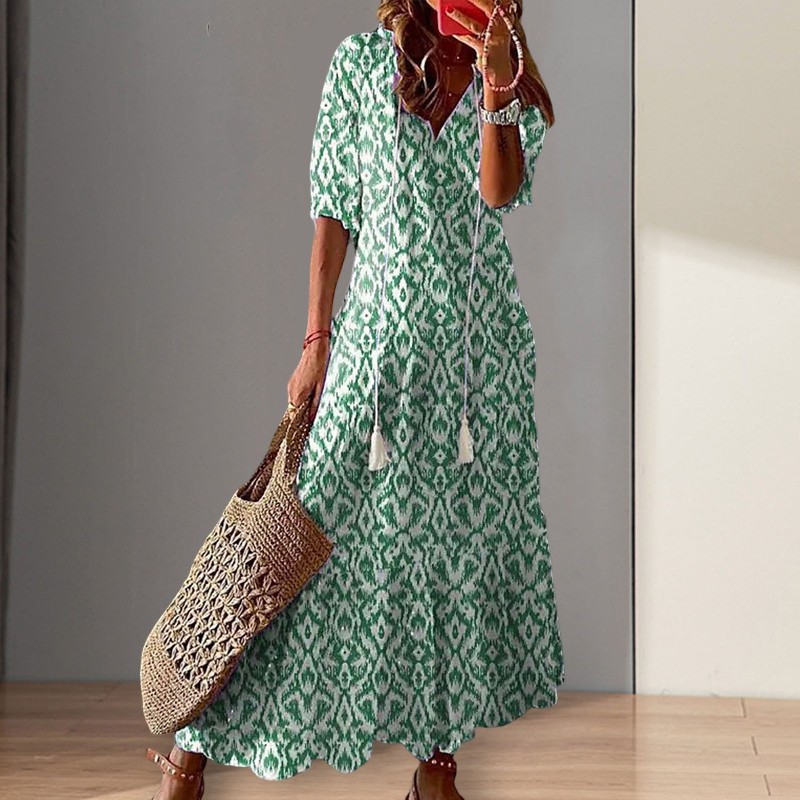 ROBE Maxi Dress Streetwear Summer Trendy Retro Bohemia Robe de plage ...